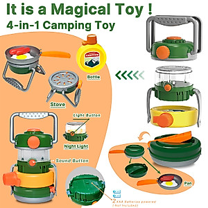 MITCIEN Kids Play Tent with Campfire, Toddlers Camping Set, Oil Lantern with Sound, Cut Up Fruits, Marshmallow, Skewers, Pretend Camping Toys for 3 4 5 6+ Year Old Boys and Girls