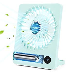 tertran Desk Fan, 5.5 Inch Personal Fan Rechargeable with 180° Foldable, 5 Speeds Ultra Quiet Table Fan with LED Display, Strong Wind Portable Fan with Aroma for Travel Home Office Bedroom(Green)