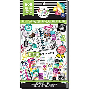 me & my BIG ideas Sticker Value Pack for Classic Planner - The Happy Planner Scrapbooking Supplies - Gold Star Quotes Theme - Multi-Color & Gold Foil - Projects & Albums - 30 Sheets, 605 Stickers