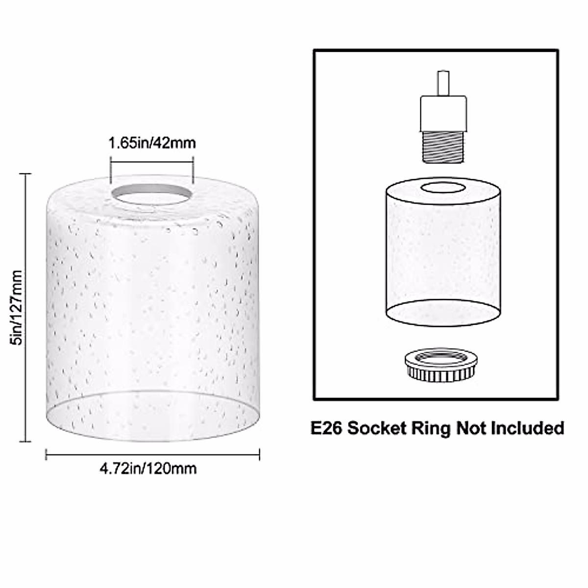 Seeded Glass Shade Cylinder Glass Lamp Shade Replacement Glass Shade