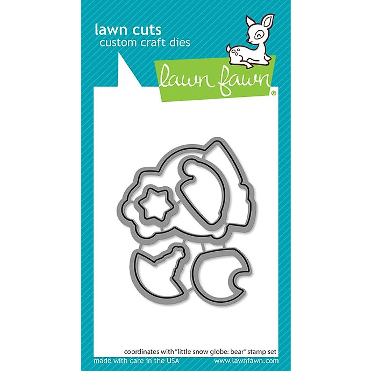Lawn Fawn Little Snow Globe Bear, Add-On Dies & Template Stamp & Die Set Bundle with My Craft Bench Secure Storage Pocket & 80 LB Cardstock -Bundle of 6 Items