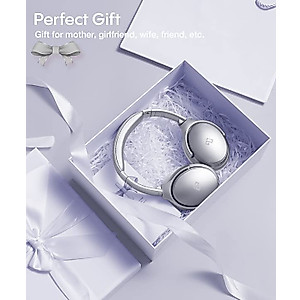 INFURTURE Active Noise Cancelling Headphones, H1 Wireless Over Ear Bluetooth Headphones, Deep Bass Headset, Low Latency, Memory Foam Ear Cups,40H Playtime (Silver)