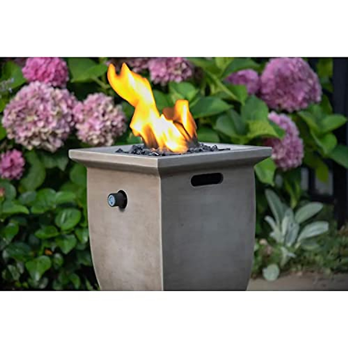 Endless Summer 15 Inch 10,000 BTU LP Gas Outdoor Concrete Style Fire Column Patio Heater with Integrated Ignition and Black Fire Glass, Brown