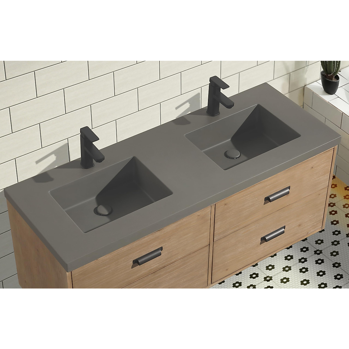 Ari Kitchen & Bath Kane 55" Bathroom Vanity Weathered Fir