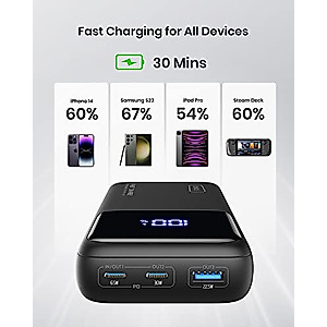 INIU Power Bank, 25000mAh 65W USB C Laptop Portable Charger, PD QC Fast Charging 3-Output External Battery Pack for Laptop MacBook Dell XPS iPad Tablet Steam Deck iPhone 14 13 Samsung S22 Google, etc
