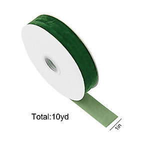 10 Yards Velvet Ribbon 1 Inch Vintage Velvet Ribbon Satin Ribbon Roll Nylon Velvet Wired Ribbon Single Side Velvet Ribbon for Christmas Gift Wrapping, Wedding, Hair Bows