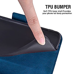 Asuwish Compatible with LG V60 ThinQ V60ThinQ 5G G9 Thin Q Wallet Case and Tempered Glass Screen Protector Leather Flip Cover Card Holder Cell Accessories Phone Cases for LGV60 V 60 60ThinQ 60V Blue