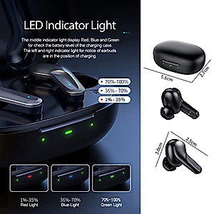 5.0 Wireless Bluetooth Headphones with Wireless Charging Case Double Noise Cancelling Headphones Built-in Microphone Black