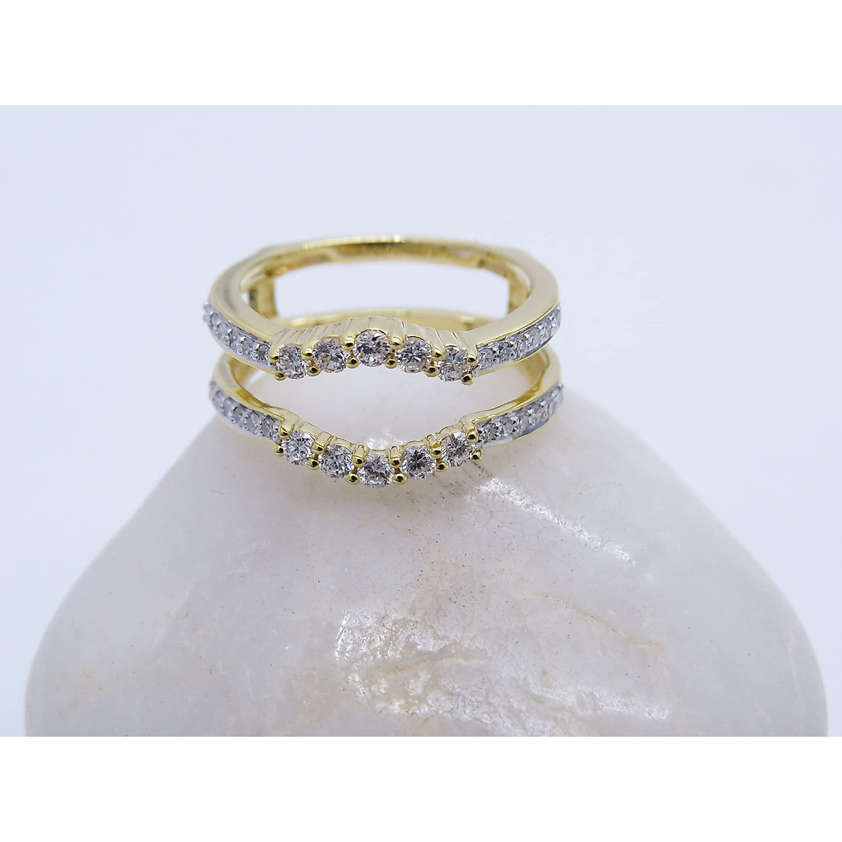 Dazzlingrock Collection 0.50 Carat (Cttw) Round White Diamond Chevron Enhancer Ring for Women in 14K Yellow Gold Size 6.5