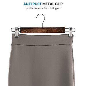 High-Grade Wooden Pants Hangers with Metal Clips Grip Clip Pants Hanger, Smooth Finish Solid Wood Jeans/Skirt Hanger, 360° Swivel Hook - Clip Hanger for Pant, Skirts, Slacks - 10 Pack, Vintage Wood