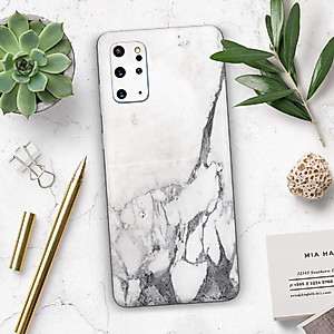 DesignSkinz White & Grey Marble Surface V3 Protective Vinyl Decal Wrap Skin Cover Compatible with The Samsung Galaxy S20 (Screen Trim & Back Glass Skin)
