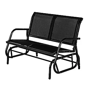 Esright 2 Seats Outdoor Glider Bench, Patio Glider Loveseat Chair with Powder Coated Steel Frame, Porch Rocking Glider for 2 Person