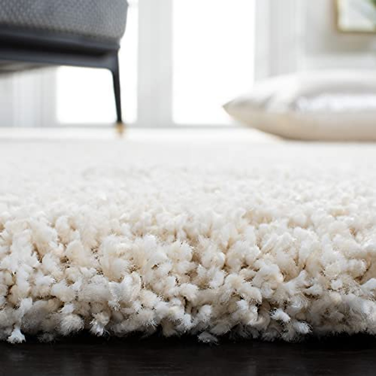 SAFAVIEH Milan Shag Collection 8' x 10' Ivory SG180 Solid Non-Shedding Living Room Bedroom Dining Room Entryway Plush 2-inch Thick Area Rug