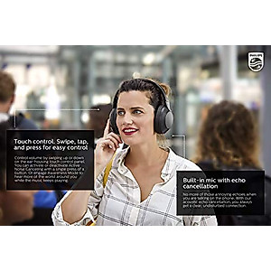 Philips PH805 Active Noise Canceling (ANC) Over Ear Wireless Bluetooth Performance Headphones w/Hi-Res Audio, Comfort Fit and 30 Hours of Playtime (TAPH805BK) (Renewed)