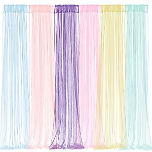 6 Panels Pastel Rainbow Backdrop 5ft x 7.3ft Tulle Backdrop Unicorn Drapes Curtains for Baby Shower Photography Birthday Party Wedding