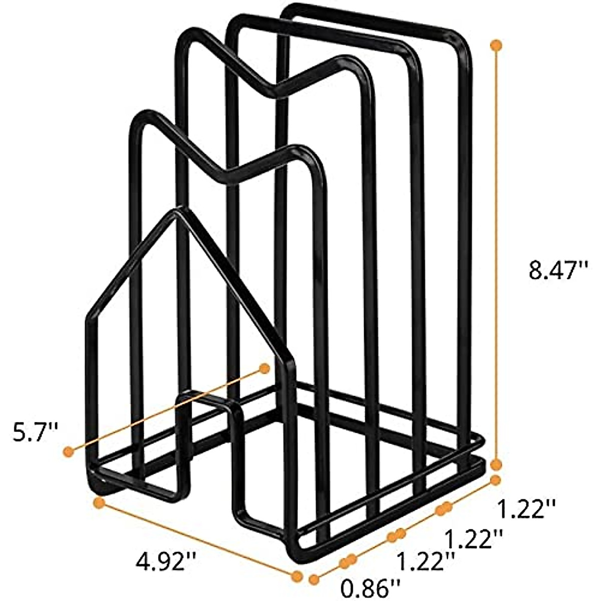 LINFIDITE Cutting Board Holder Chopping Boards Organizer Holder Kitchen Countertop Pot Pan Lids Rack Kitchenware Organizer Flat Steel 4.92 x 5.7 x 8.47 in. Black