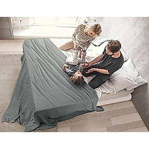 Utopia Bedding Cotton Waffle Blanket 300 GSM (Cool Grey - 90x90 Inches) Soft Lightweight Breathable Bed Blanket Queen Size Layering Any Bed for All Season