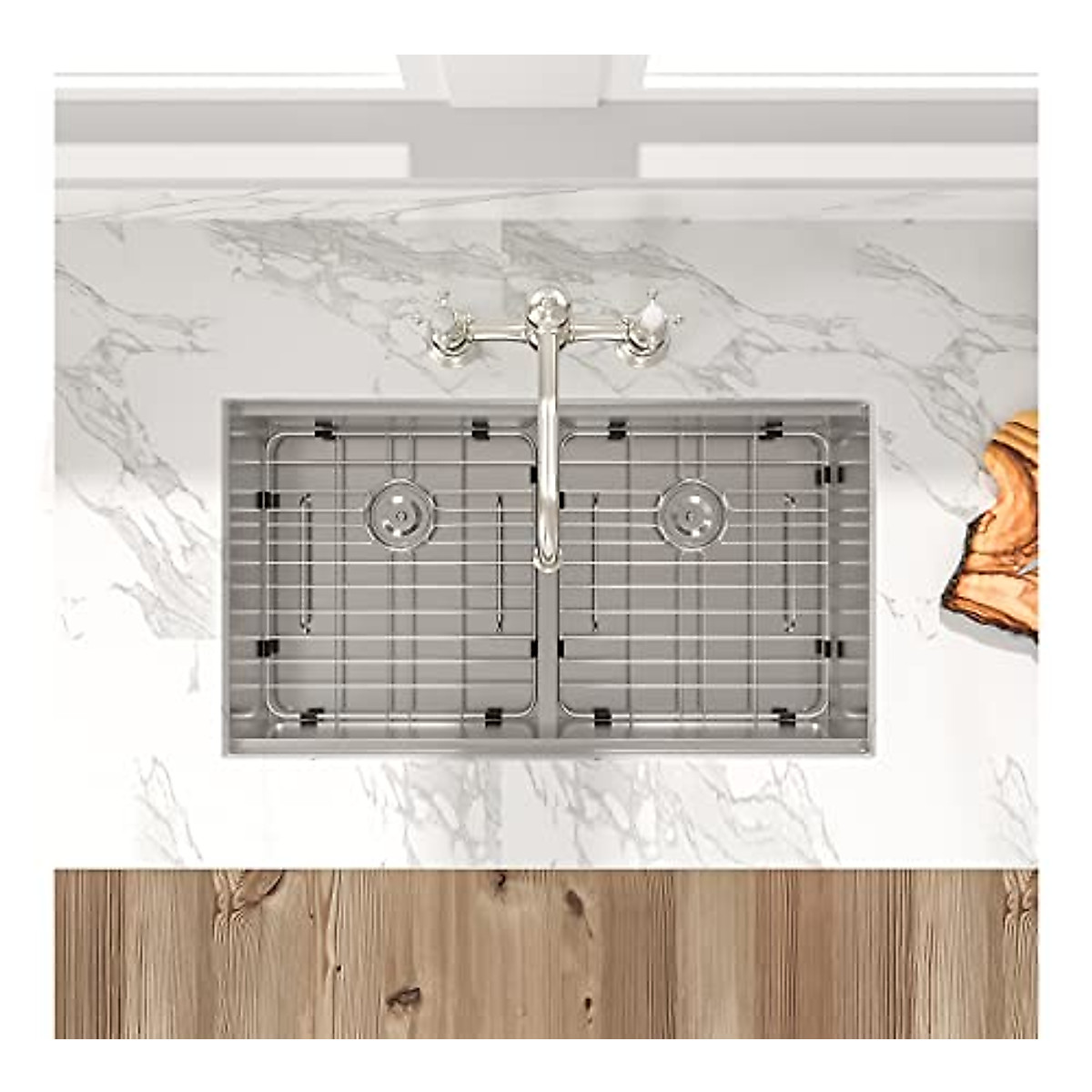 30 Kitchen Sink Double Bowl - Sarlai 30 x 19 inch Undermount Sink Stainless Steel 16 Gauge Two Basin Low Divider 50/50 Under Counter Deep Kitchen Sinks with Accessories