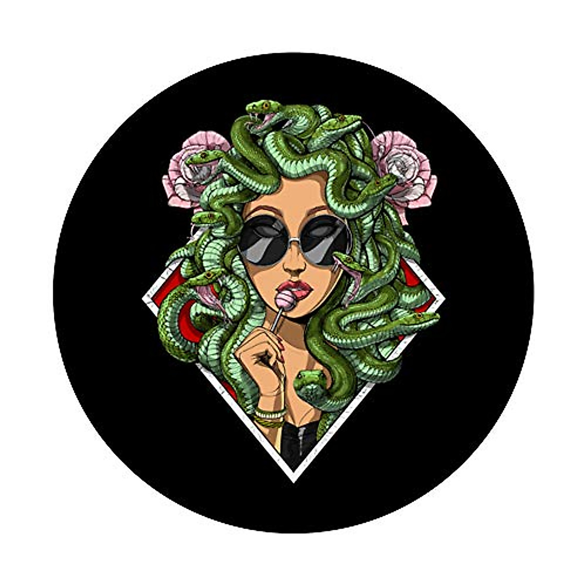 Medusa Hippie Psychedelic Snakes Greek Mythology Women PopSockets Swappable PopGrip