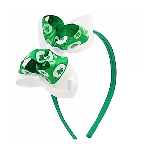4Pcs St. Patrick's Day Hair Clips/Headbands Handmad Irish Green Shamrock HairBand Lucky Shamrock Hair Clips Costume Hair Accessory for Women, Girls (LLucky Headbands)