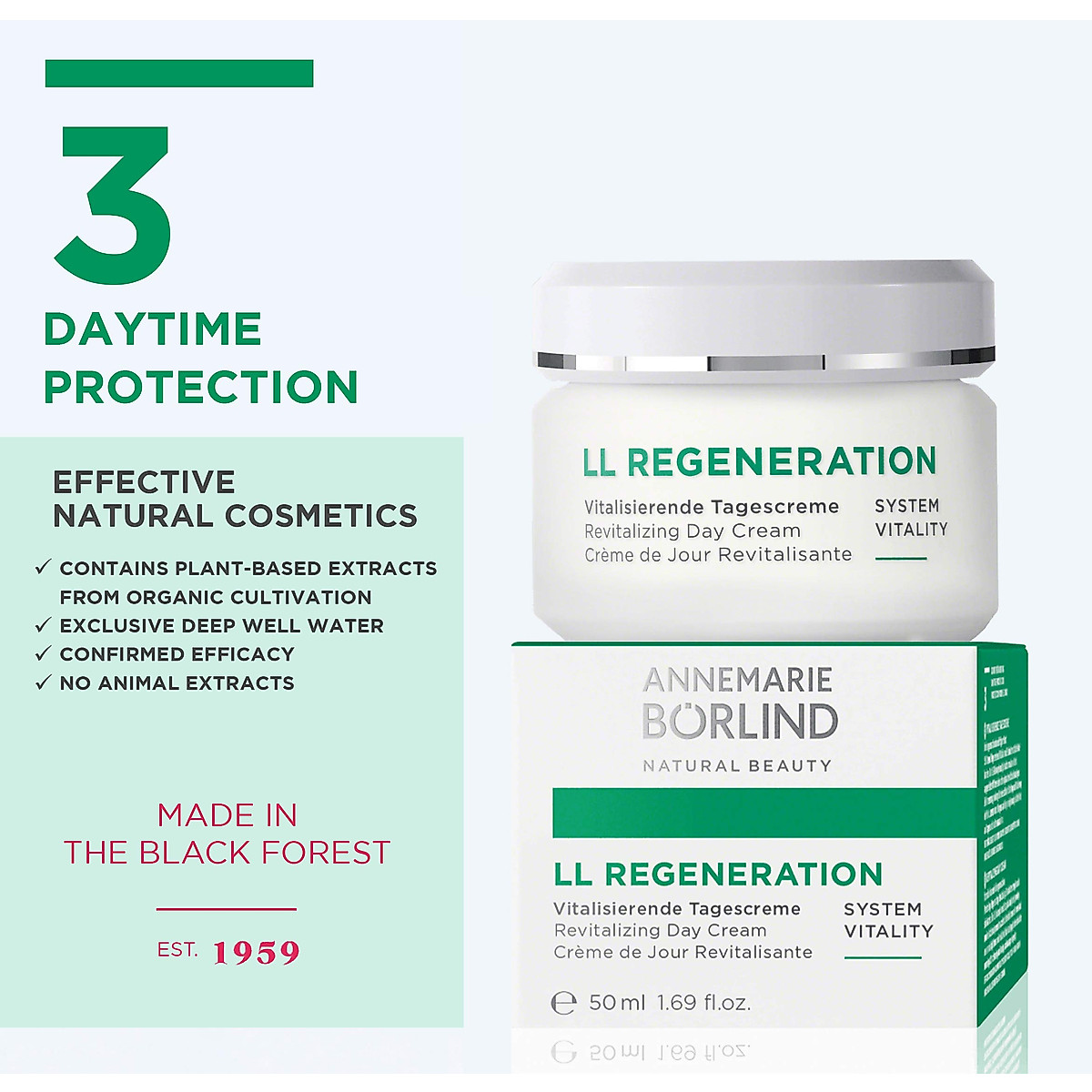 ANNEMARIE BÖRLIND - LL REGENERATION Revitalizing Day Cream - Natural Vitamin C E and Retinoid Anti Aging Face Cream for Visibly Firmer and Wrinkle Free Skin - Step 3 of 5 - 1.69 Fl Oz.