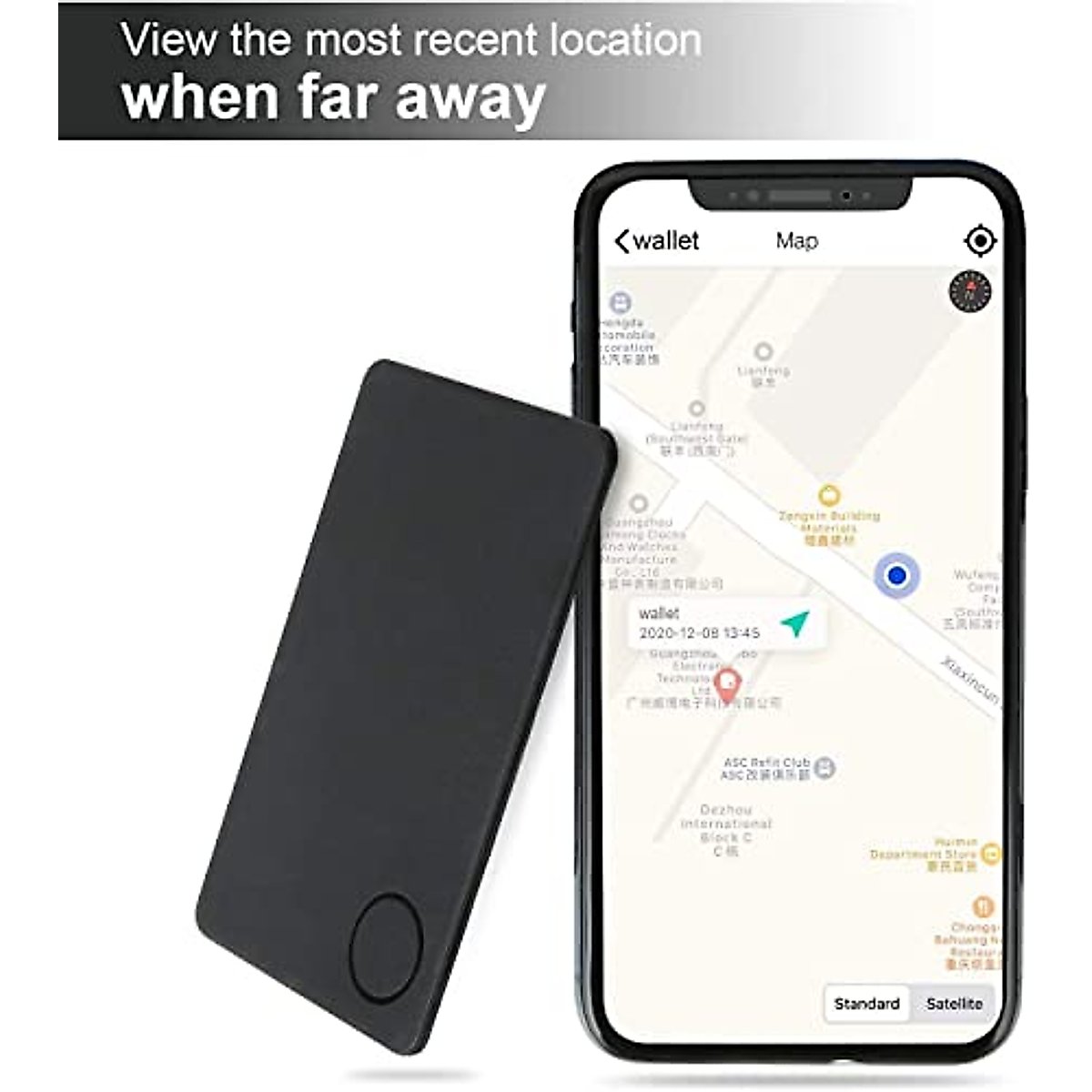 NUFR Wallet Tracker Finder Locator, Small Best Slim GPS Credit Debit Card Find Wallet Location Chip Tracker Device for Men Lost Waterproof with Built-in 24-30 Months Battery