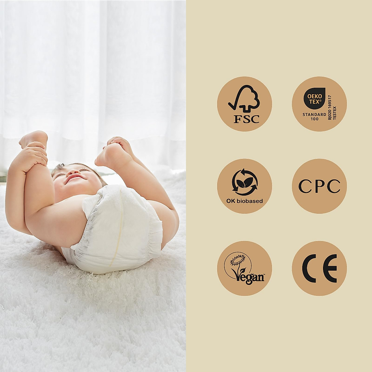 ECO BOOM Diapers, Viscose from Bamboo Diapers, Natural Soft Disposable Nappies for Infant, Size 2 Suitable for 6 to 16lb (Small - 36 Count)