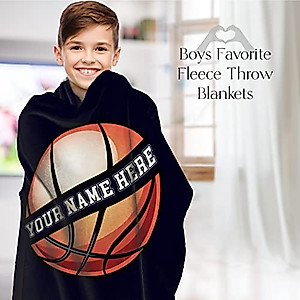 Personalized Basketball Blanket | Soft & Warm Athlete Throw Blanket | Custom Blanket for Kids, Adults | Personalized Blanket for Couch, Sofa, Bedding | Gift for Birthday & Christmas (Fleece – 50x60)