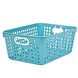 Really Good Stuff Large Plastic Book Baskets, 13?" by 10" by 5?" - 6 Pack, Water | Classroom Library Organizer, Toy Storage, Multi-Purpose Organizer Basket