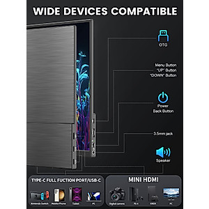 MAGICRAVEN 4K Portable Monitor, 14.5" IPS Laptop Screen, Slim Lightweight 1500:1 Dual USB C HDMI Gaming Display with Speakers, Travel Monitor for PC Phone PS5/4 Xbox Switch