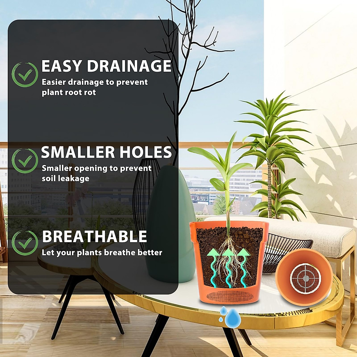 Flower Pot Hole Mesh Pad 5PCS 11.8 X 7.8 Inch Plastic Mesh Screen DIY Drainage Netting Pot Bottom Grid Mat Plant Drainage Screen Mesh Bonsai Mesh Keep Soil from Flowing Away