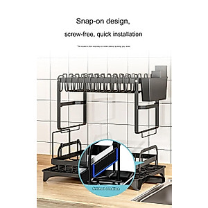 Dish Drying Rack, Removable Large Capacity Dish Drain Storage Rack, Stainless Steel Large Capacity Dish Drain Rack, Stainless Steel Drying Rack for Kitchen(White)