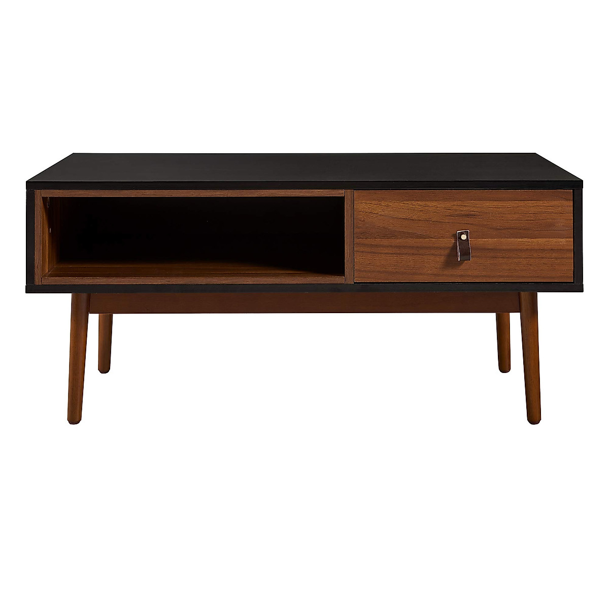 Versanora Reno Coffee Table with Storage Space-Black/Walnut, 39.62" x 21.62" x 17.75"