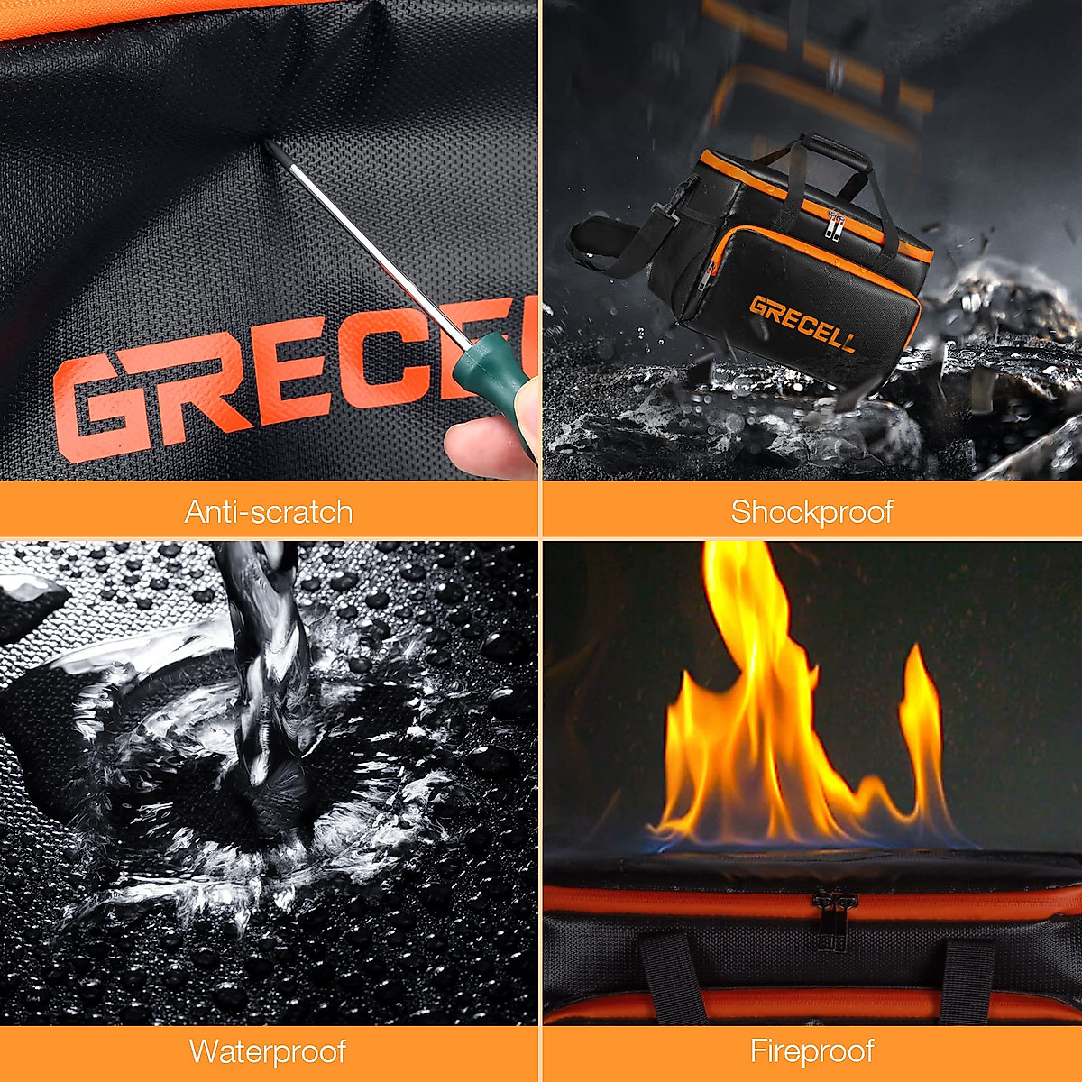 Fire-proof Carrying Case Bag Compatible with Jackery Explorer240/300/160/500/Anker521 Portable Power Station, Waterproof Camping Travel Storage Case Bag Multi-Pockets for Charging Cable and Accessory