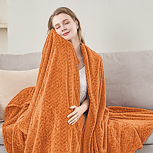 inhand Fall Throw Blanket, Super Soft Fuzzy Blanket for Couch Sofa Bed Office, Cozy Plush Fleece Blanket Throw Size, Washable Lightweight Flannel Blankets Throw for All Season(50”x60”,Rust)