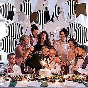 12 Pieces 18 Inch Black and White Striped Balloons Decoration Foil Mylar Balloons Aluminum Helium Balloons for Birthday Party, Baby Shower, Halloween, Ceremonies, Holiday Parties Decoration