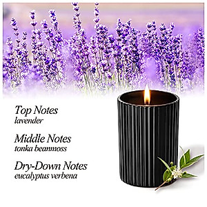 Lavender Candle for Home Scented: Vanilla Soy Candle Gift Set for Men Women 100% Natural Cotton Wicks 6.3 Oz 36 Hours Long Burning,Black Large Jars Eucalyptus Aromatherapy Candle Home Birthday Decor