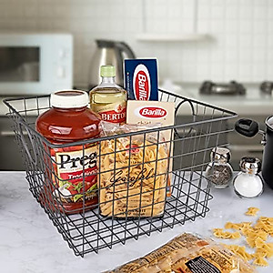 Spectrum Teardrop Wire Large Basket (Industrial Gray) - Storage Bin & Décor for Bathroom, Closet, Pantry, Under Sink, Toy, Shelf, Kitchen, & Nursery Organization (Pack of 2)