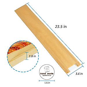 PAKIPER 50 Pack Cookie Packaging Bread Bags,Baguette Bags for Bread,Kraft Paper Bread Bags with Front Window, for Homemade Bread Baguette Kraft Bags with Clear Window and Seal Sticker,23.5"x3.6"x1.8"