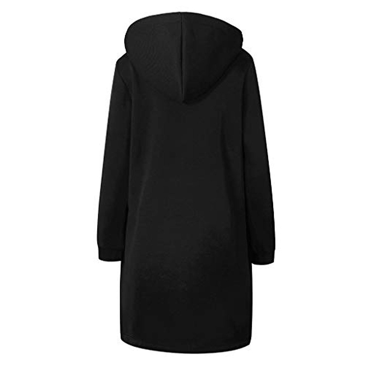 Zip Up Hoodies Women's Casual Long Tunic Sweatshirt Fall Winter Windproof Drawstring Hooded Jacket Outerwear with Pockets