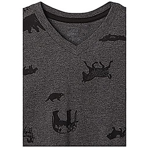Amazon Essentials Boys' Short-Sleeve V-Neck T-Shirt Tops (Previously Spotted Zebra), Pack of 4, Jade Green/Pale Yellow/Charcoal, Animal, Large
