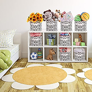 12 Pcs Foldable Storage Basket Bulk White Cube Fabric Bins Square Mini Box Receive Organizer Rectangle Canvas with Handles for Home Nursery Office Kids Toys Books Small 11 x 8 x 6 Inch