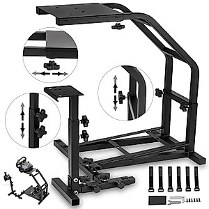 VEVOR Racing Simulator Cockpit Height Adjustable Racing Wheel Stand with fit for Logitech G25, G27, G29, G920 Racing Wheel and Pedals Not Included