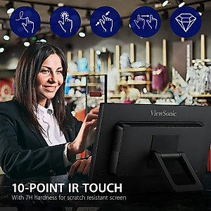 ViewSonic TD2223 22 Inch 1080p 10-Point Multi IR Touch Screen with Eye Care HDMI, VGA, DVI and USB Hub (Renewed)