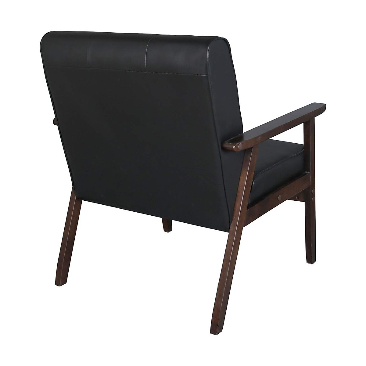 JIASTING Mid-Century Retro Modern Accent Chair Wooden Arm Upholstered Tufted Back Lounge Chairs Seat Size 24.4" 18.3" (Deep) (Square Leg Black)