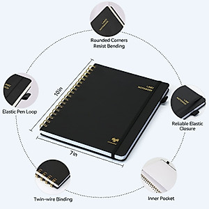 Soomeet Lined Spiral Journal Notebook with Pen Loop, 100 GSM Thick Paper, Large 7 inches x 10 inches Notebook Wire Bound Journal Work Notebook for Office School Supply, Hardcover, Black