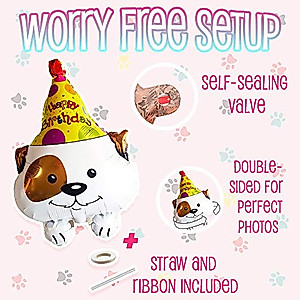 Dog Birthday Party Supplies Balloons | Perfect Puppy Bone Decorations for Lets Pawty, Woof, Birthday or Pet Adoption Parties | Mylar Foil Pet Themed Balloon Decor for Boy or Girl Dogs