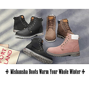 Mishansha Women's Hiking Boots Men's Warm Snow Boots Warm Ankle Bootie Non Slip Walking Black 7 Women/6 Men