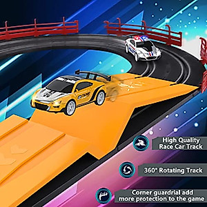 Electric High-Speed Slot Car Race Car Track Sets with 2 1:43 Scale Slot Cars and 2 Hand Controllers with Headlights and Dual Racing, Toys Gifts for 8 9 10 11 12 Boys Girls