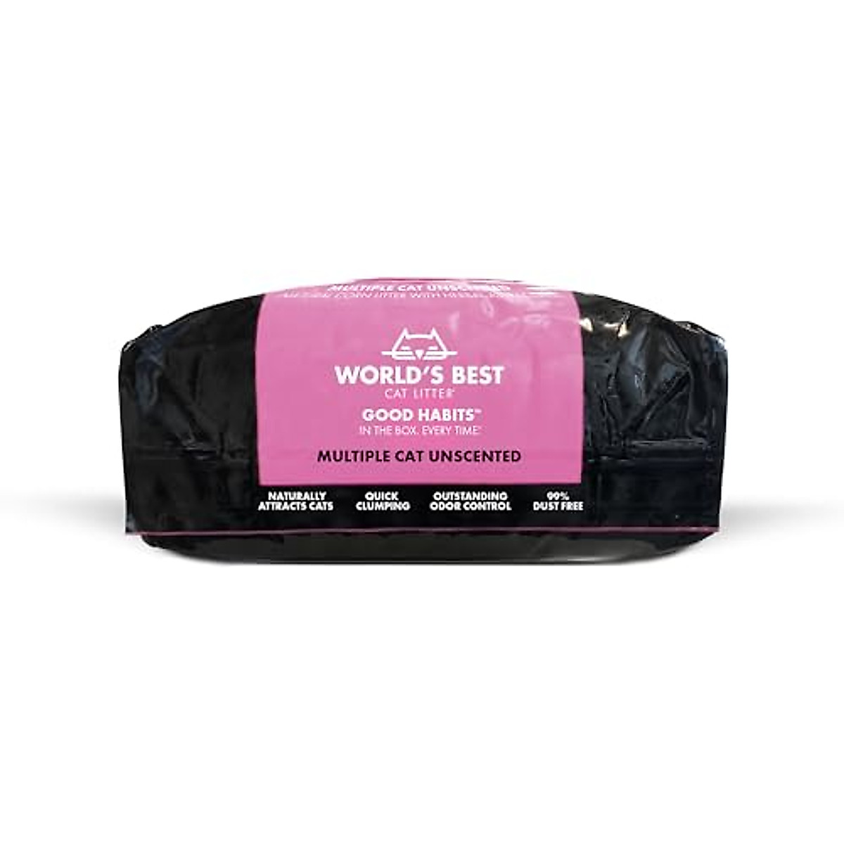 WORLD'S BEST CAT LITTER Good Habits Cat Attract Litter | Natural Plant-Based Attractant | Multicat Flushable Corn Litter | Unscented Odor Control | Low Tracking & Lightweight | Made in USA 15lb Bag